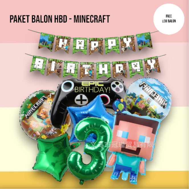 Jual Paket Balon Minecraft Ulang Tahun Angka / Set Dekorasi Ulang Tahun ...