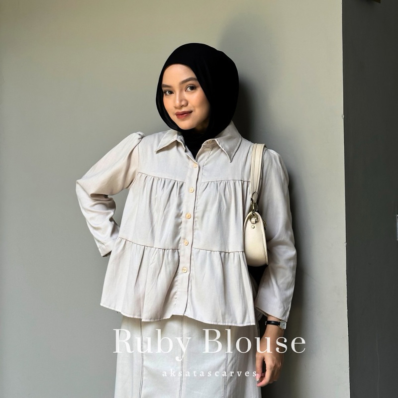Jual Ruby Blouse - Kemeja Denim Wanita | Shopee Indonesia