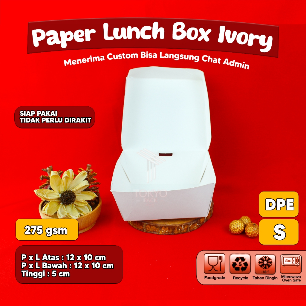 Jual Paper Lunch Box Size S Food Grade Kemasan Makanan Kotak Putih ...