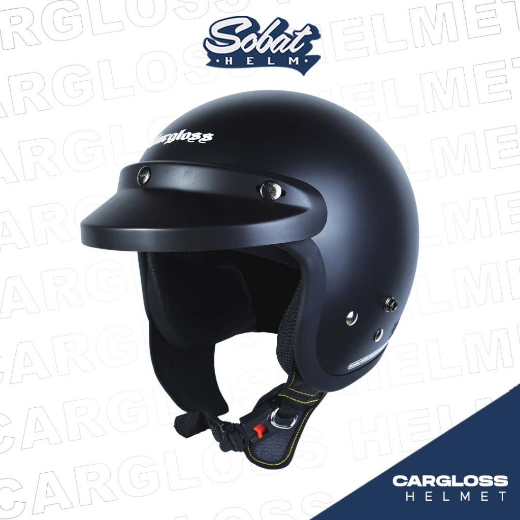 Jual SOBATHELM Helm CARGLOSS RETRO HITAM DOFF Helm Half Face SNI ...