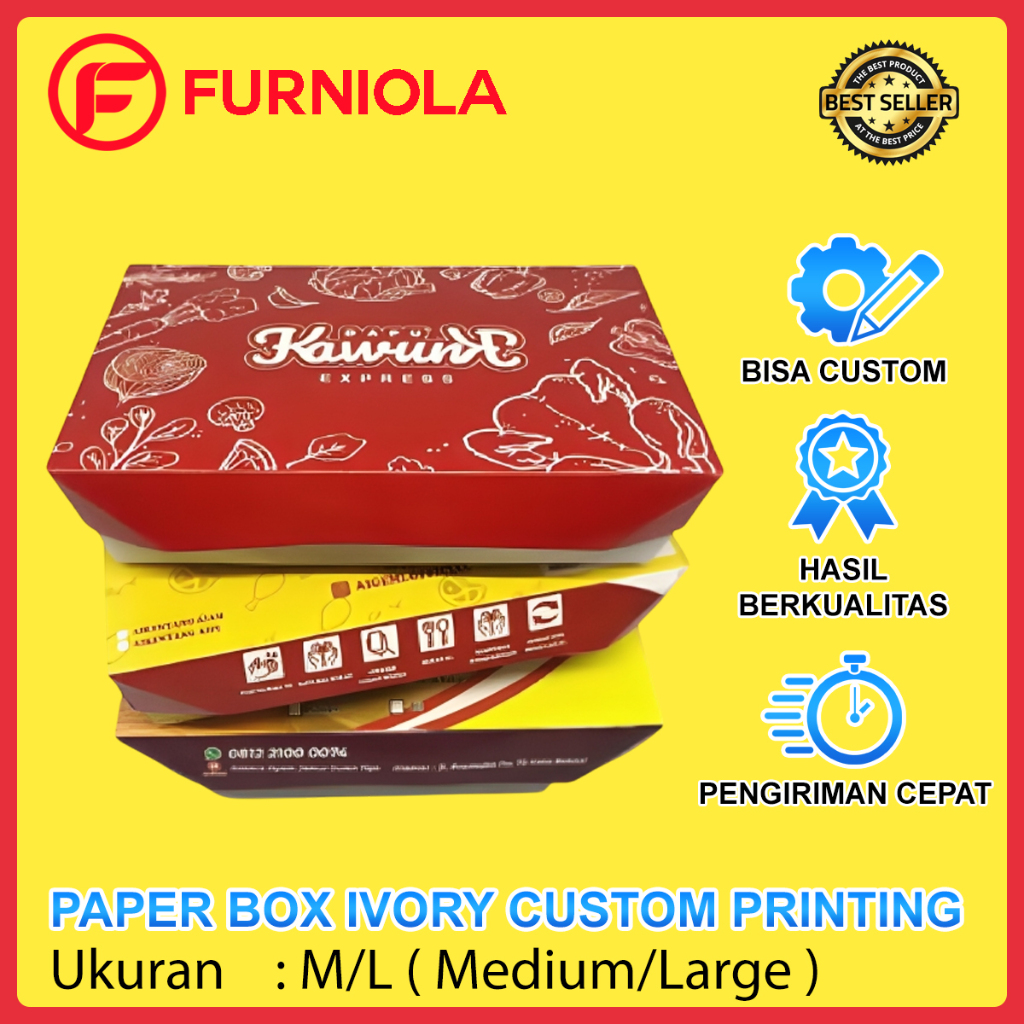 Jual Paper Lunch Box Ivory Custom Desain Printing Full Color Ukuran ...