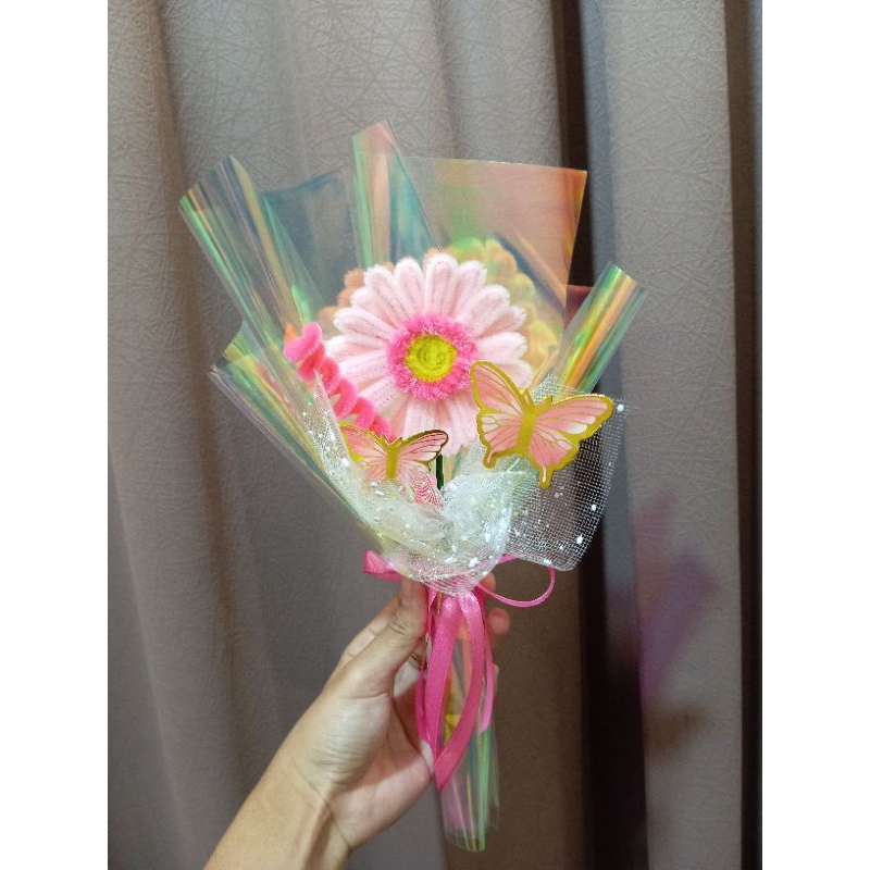 Jual Buket Daisy Mix kupu-kupu/Buket Bunga kawat bulu 1 tangkai ...
