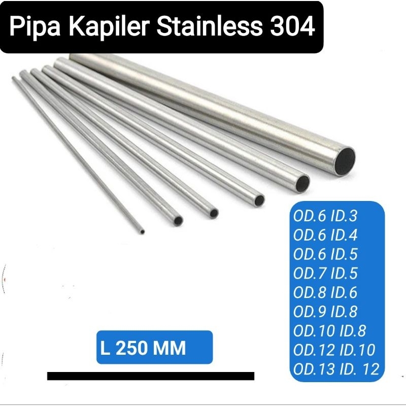 Jual Pipa Kapiler Stainless 304 / Pipa Tubing OD 1mm2mm3mm4mm5mm6mm7mm8mm L 250 MM | Shopee ...