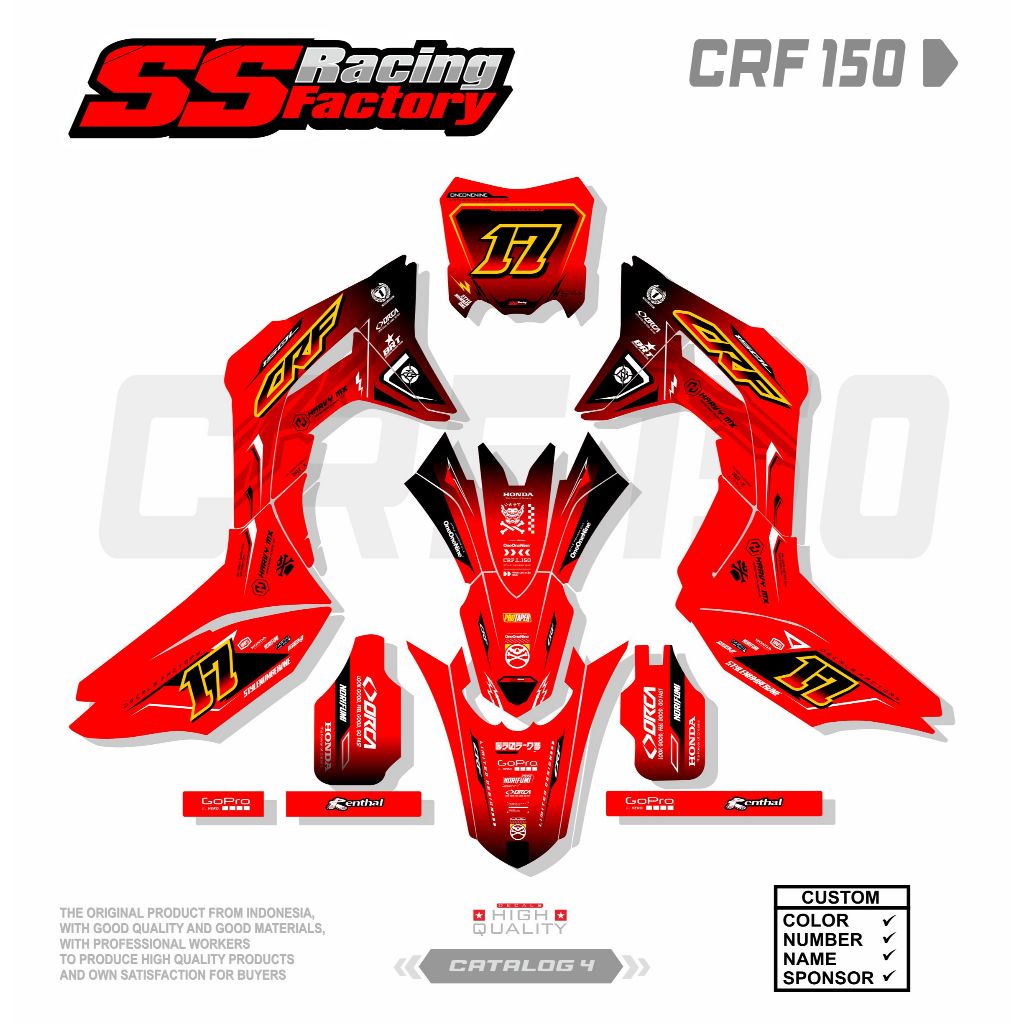 Jual DECAL STIKER MOTOR CRF 150 L MERAH / STIKER CRF / DECAL CRF 150 ...