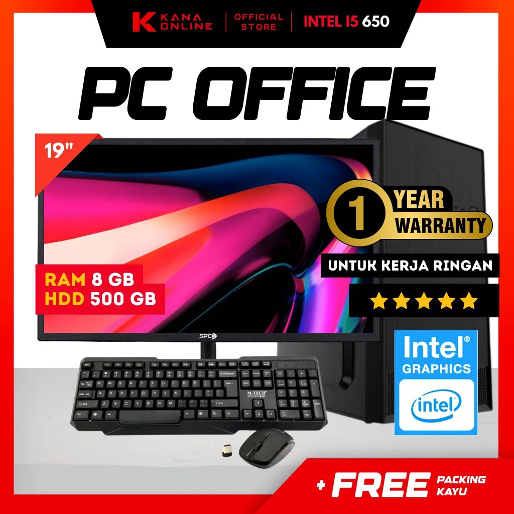 Jual KOMPUTER FULL SET HEMAT INTEL CORE I5 MONITOR LED 19"/ HDD 500GB / RAM 8BG | Shopee Indonesia