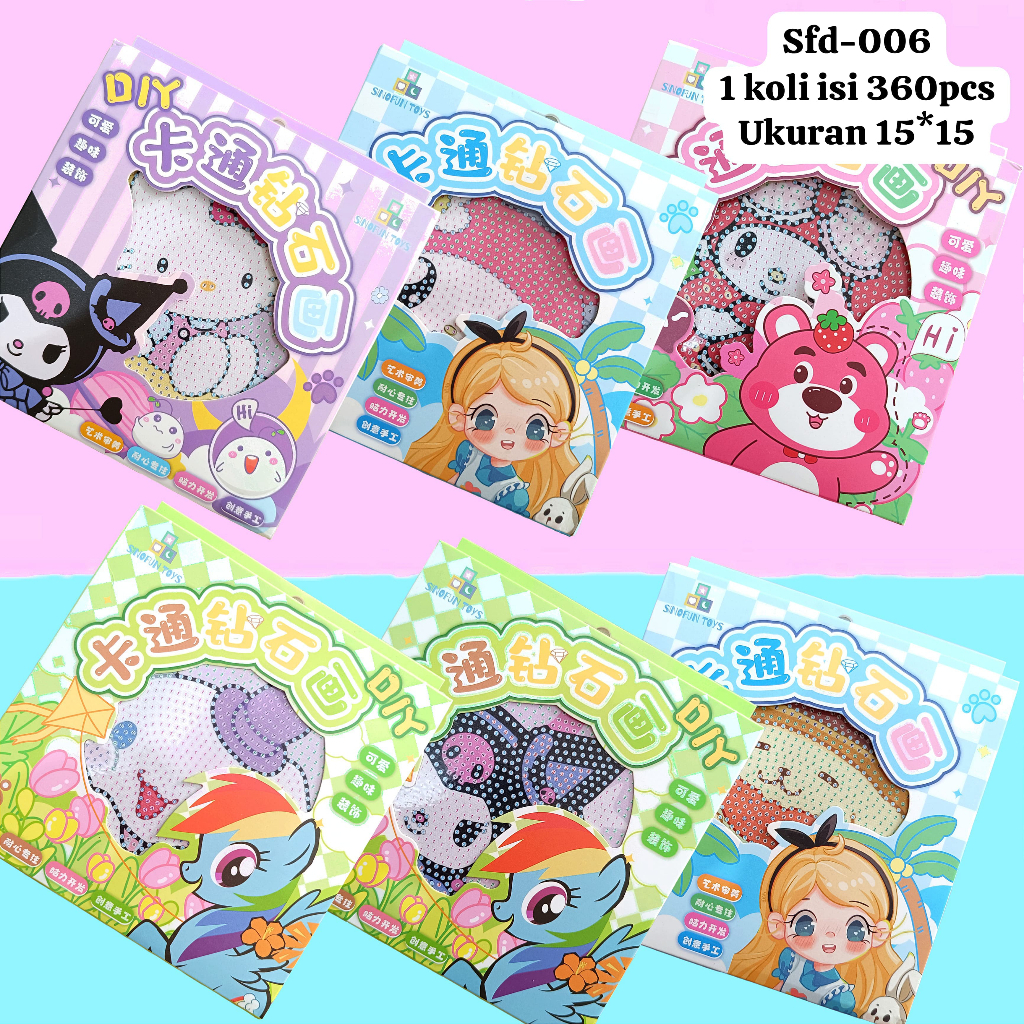 Jual (15 X 15 CM) Diamond Painting Karakter Labubu sanrio kuromi ...