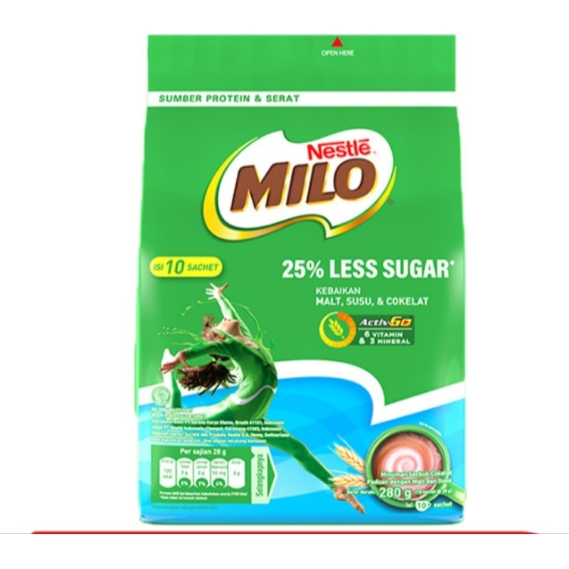 Jual Milo 25% less sugar isi 10 sachet x 28 gram | Shopee Indonesia