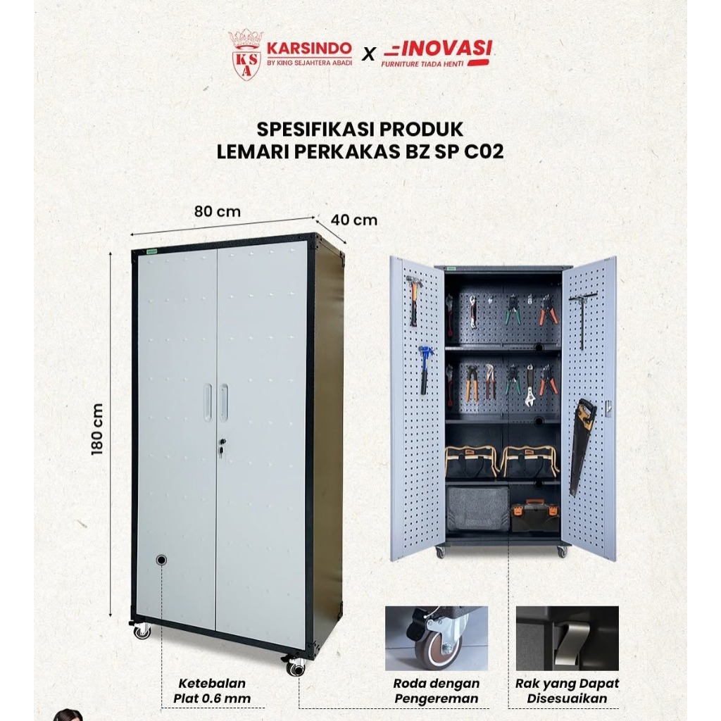 Jual LEMARI PERKAKAS PLAT BESI ANTI KARAT ANTI RAYAP C02 TOOLS CUPBOARD ...