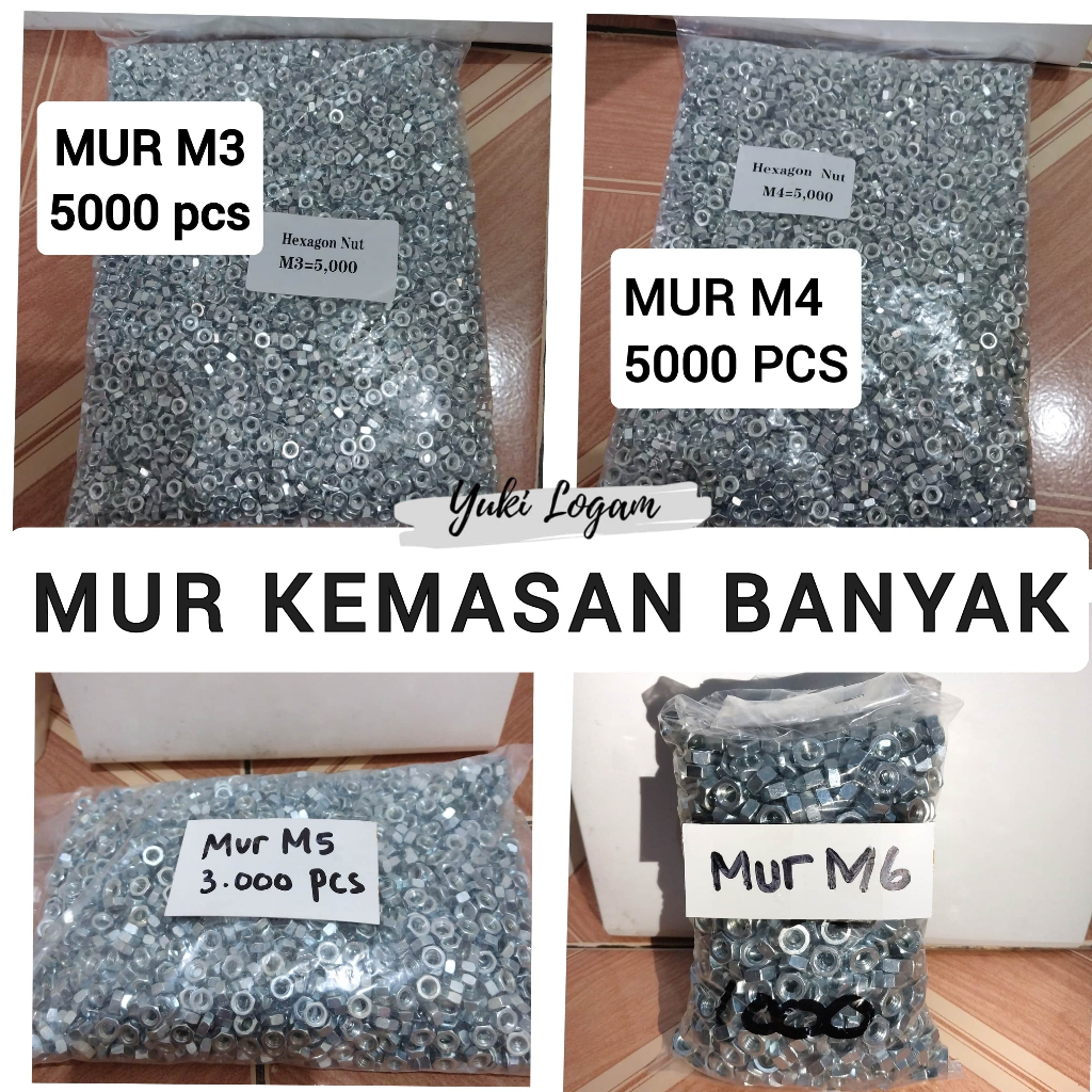 Jual Mur M3, Mur M4, Mur M5, Mur M6, Mur M8, Mur M10 Kemasan Banyak ...