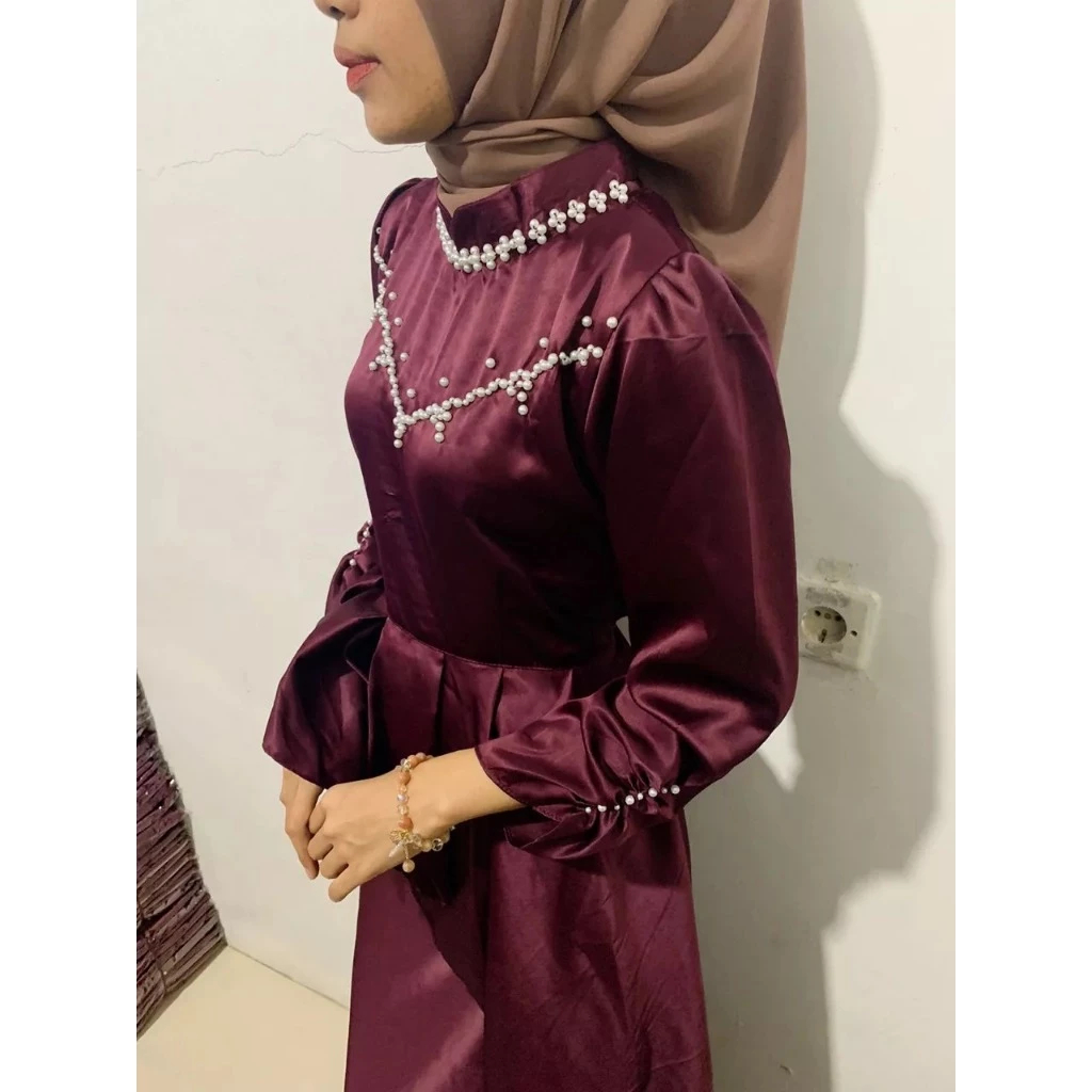 Jual [Dress Rashiqa Spesial Burgundy] Gaun Pesta Kondangan Lebaran Wisuda Viral Duyung Seragam ...