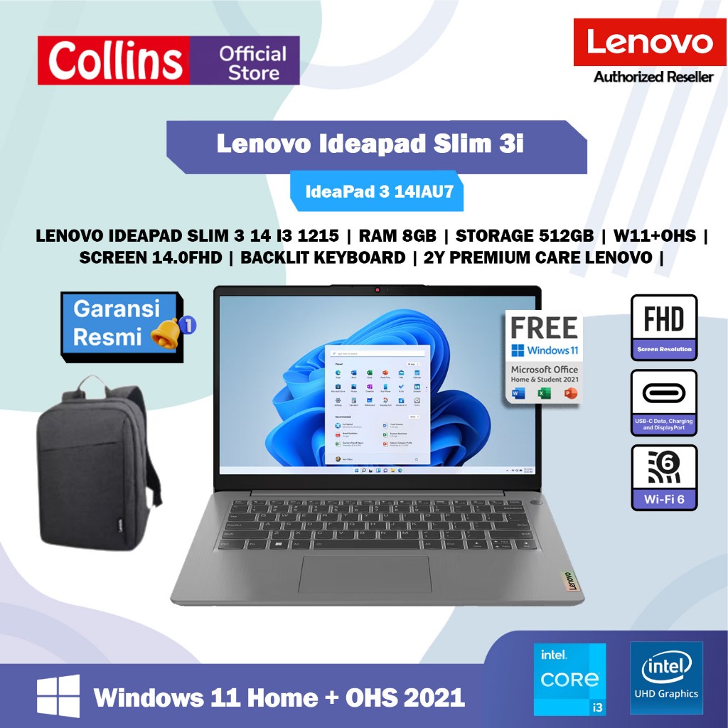 Jual LENOVO IDEAPAD SLIM 3 14 - Intel Core I3 1215 Ram 8GB 512GB 14 ...
