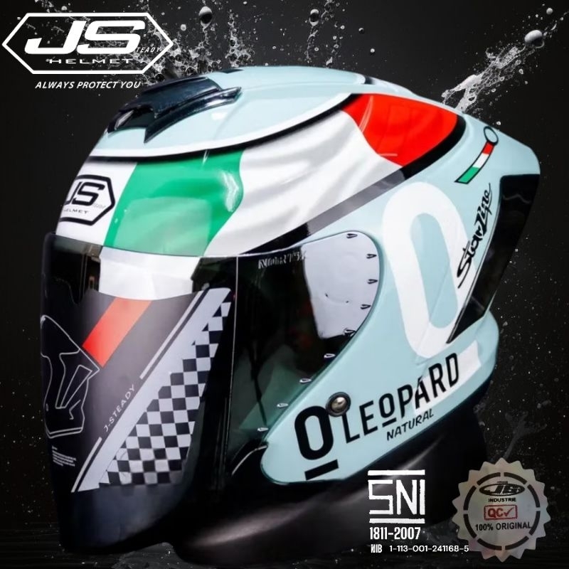 Jual Helm JS Armor Leopard Italy Easy Green - Helm Half Face SNI ...