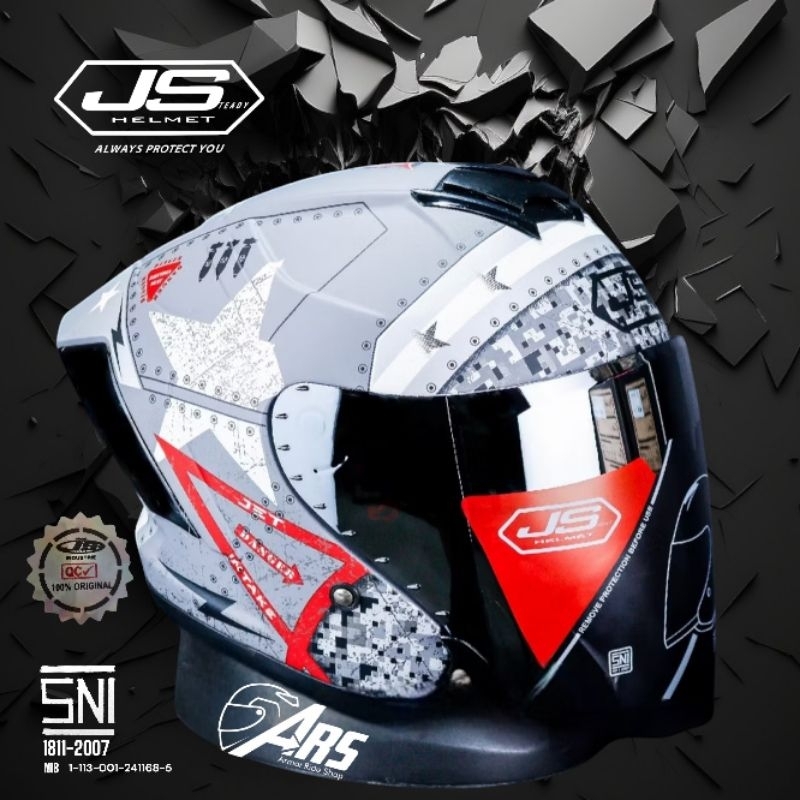 Jual Helm JS ARMOR Motif Star Standart - Helm Half Face SNI | Shopee ...