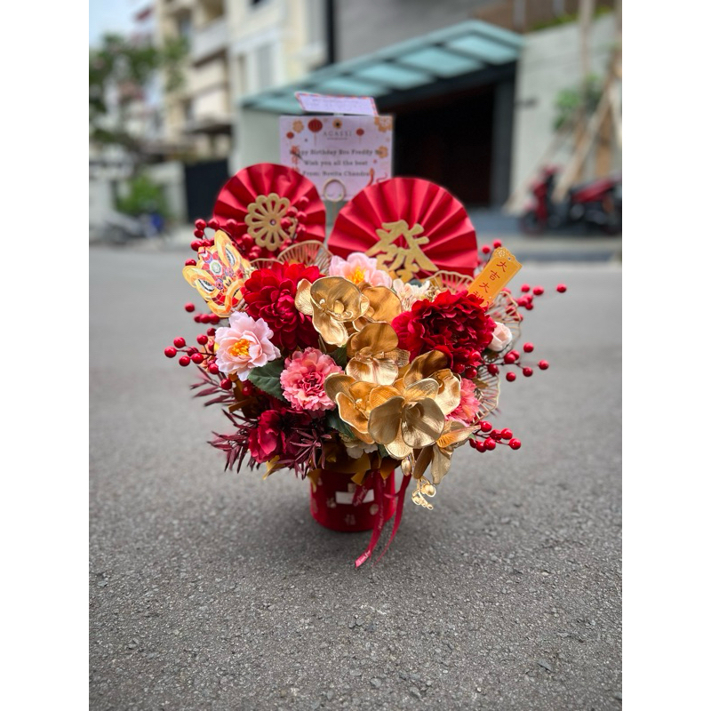 Jual bloom box imlek /bunga meja imlek(hempers cny) | Shopee Indonesia