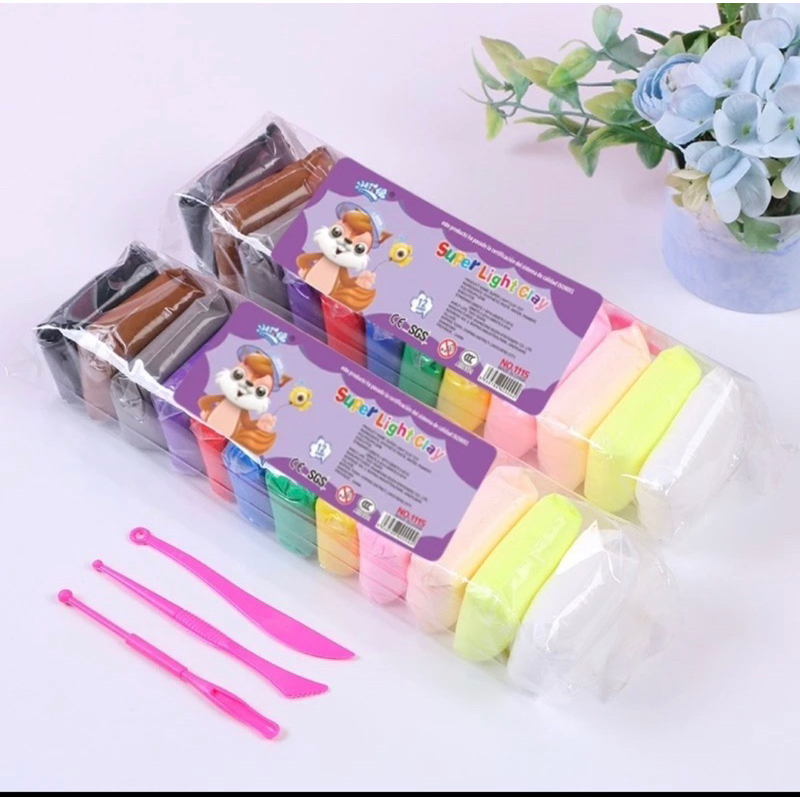 Jual Clay Mainan Anak Isi 12pcs Edukasi Slime Clay Dough Colour Play ...