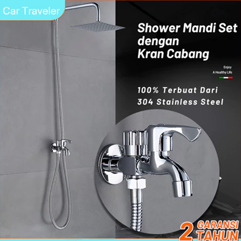 Jual Paket Shower Head Shower Kamar Mandi Full Set Kran Cabang Shower 304 Stainless Steel ...