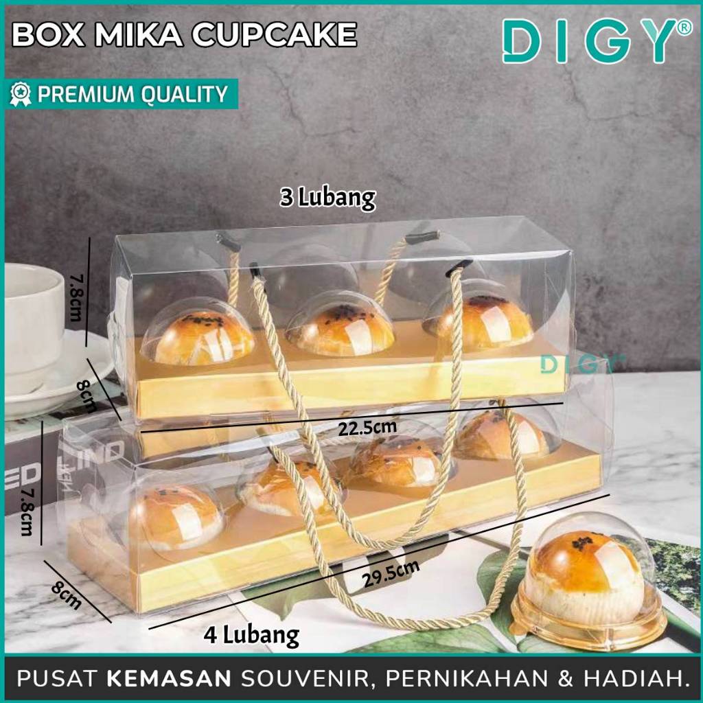 Jual Box Mika 3 Cupcake + Tatakan Gold / Box Mika Kue Nastar / Kota ...