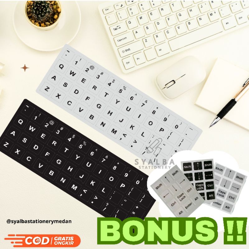 Jual Sticker Keyboard Alfabet: Aksesoris Estetik & Waterproof untuk ...