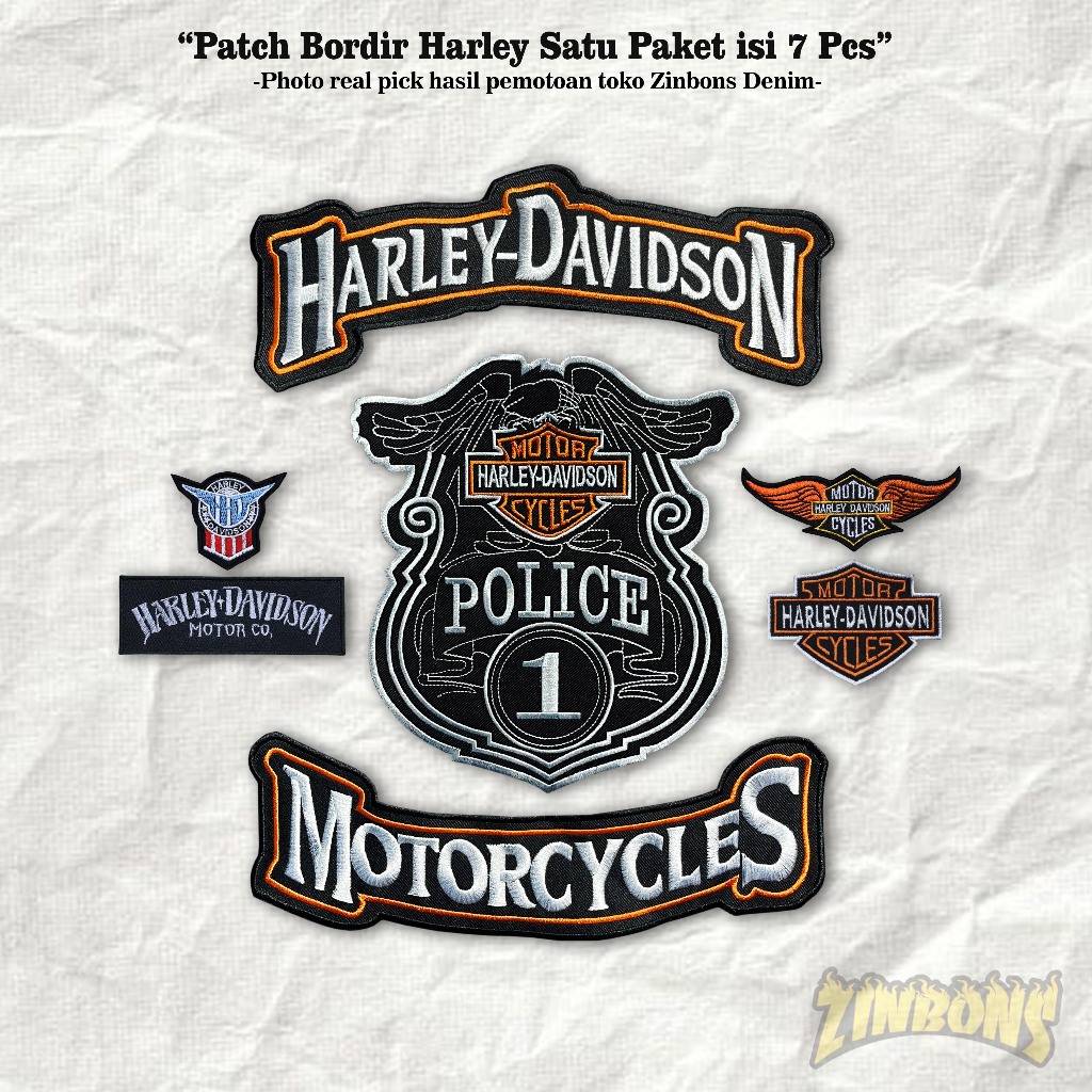 Jual Patch Harley emblem bordir BackPatch bordir satu set aksesoris ...