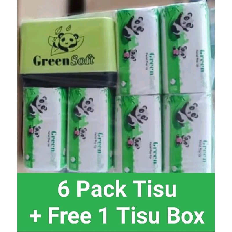 Jual Green Soft Tisu 130 sheet paket 6 pack Free Tisu Box. | Shopee ...