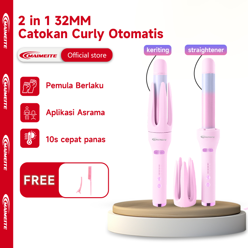 Jual MAIMEITE Catokan Rambut Keriting Keramik Otomatis 2in1 32MM Hair Straightener - Curly ...
