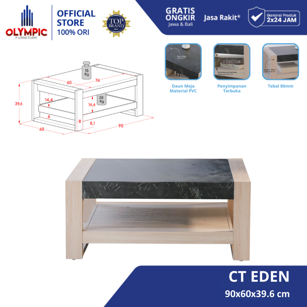Jual Olympic Gold - CT EDEN / Coffee Table / Meja Tamu / Meja Kopi Minimalis | Shopee Indonesia
