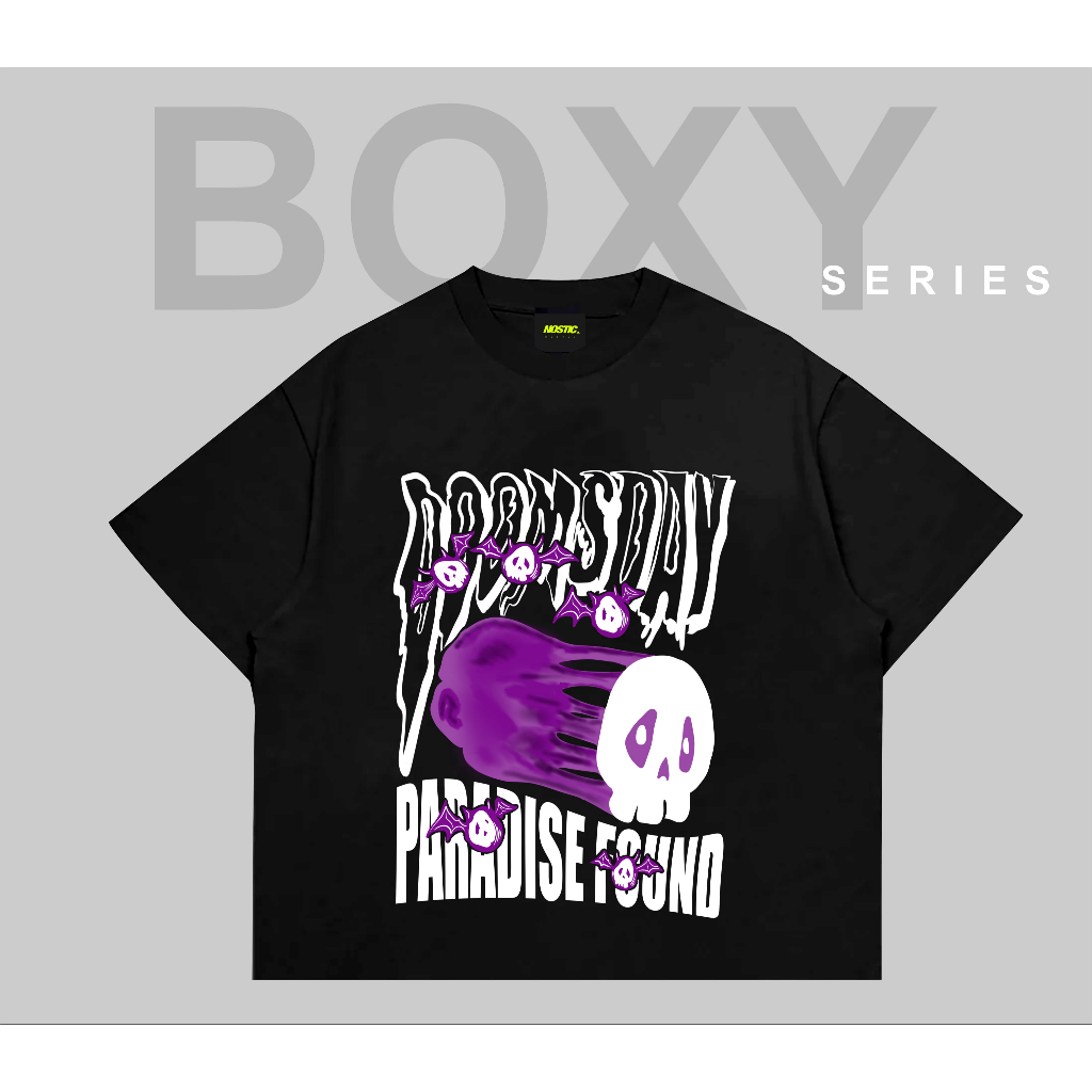 Jual NOSTIC Kaos Boxy Pria Doomsday Black | Baju Kaos Skena | Shopee ...