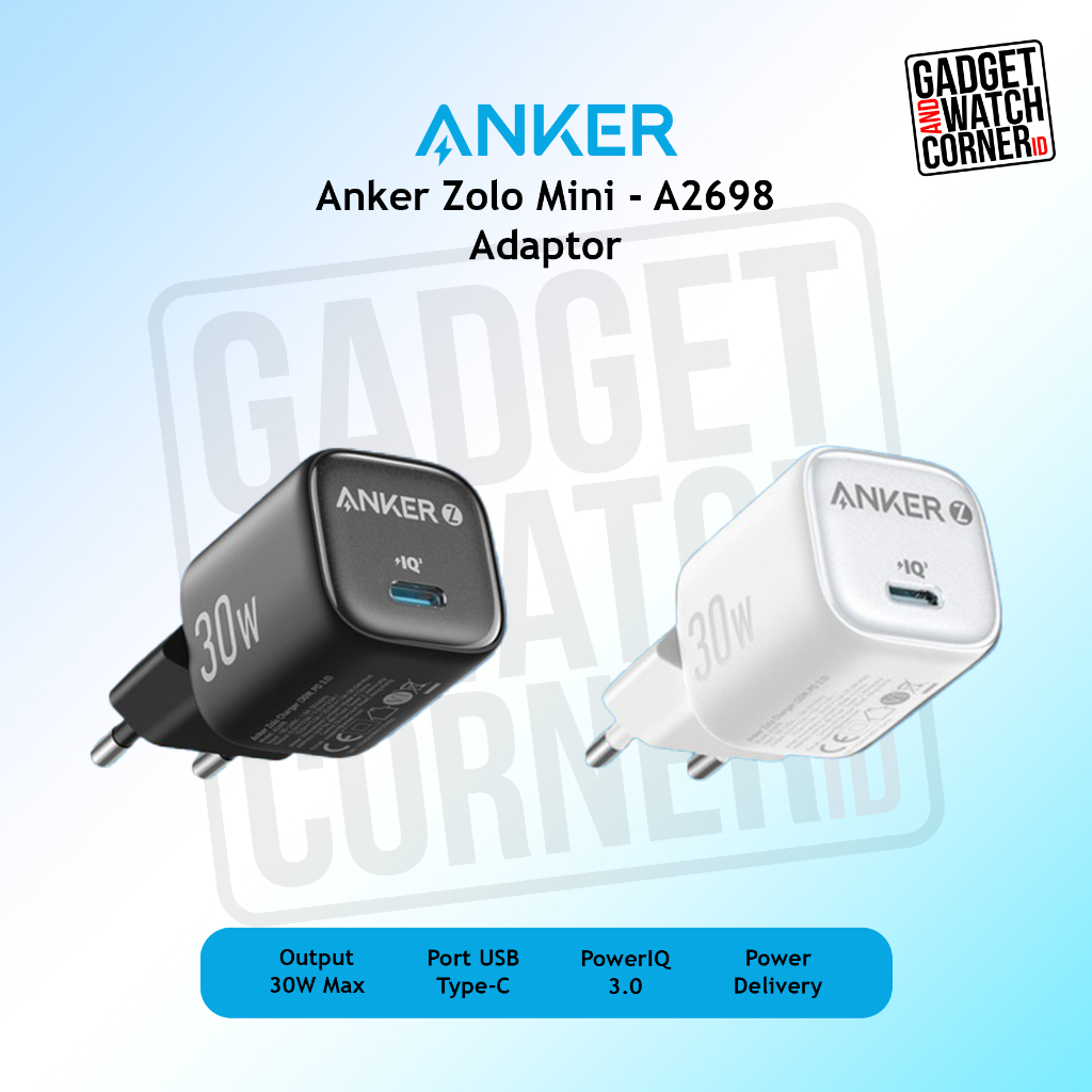 Jual Anker Zolo Mini Gan Charger Fast Charging 30W PD PPS USB Type C - A2698 | Shopee Indonesia