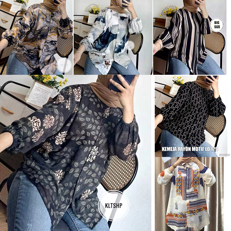 Jual atasan kemeja oversize motif model terbaru 2025 bisa bayar ...