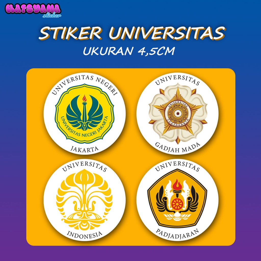 Jual Stiker universitas stiker kampus UI UNJ ITB IPB UGM UNDIP UNPAD ukuran 4,5cm stiker laptop ...