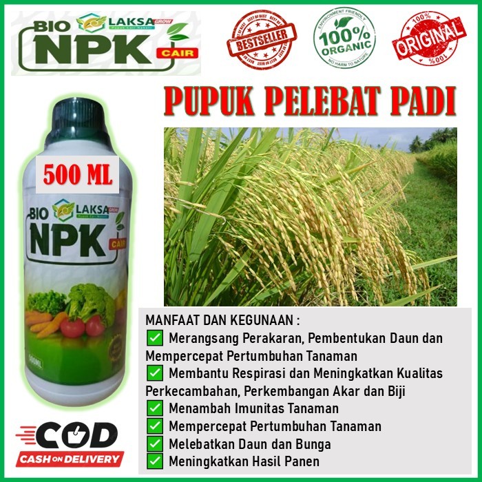 Jual BIO NPK CAIR LAKSA GROW pupuk pelebat padi terbaik - Pupuk NPK cair memperbanyak padi ...