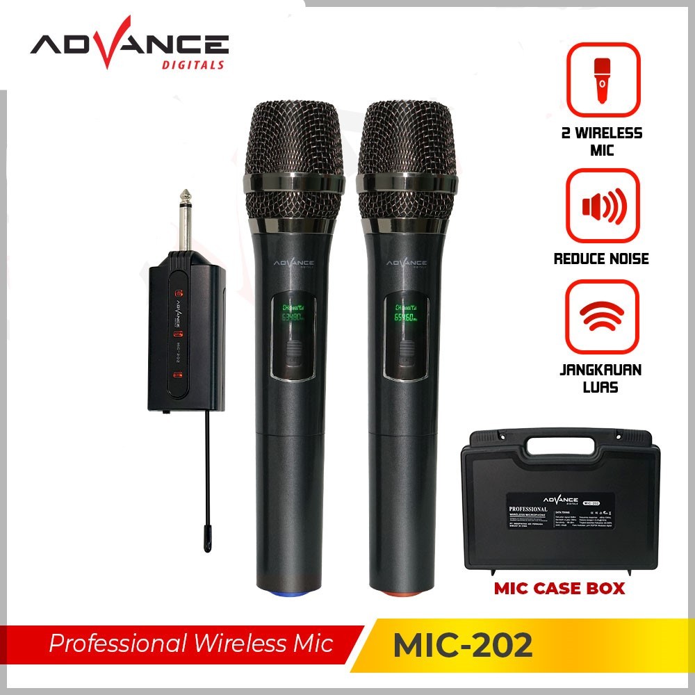 Jual Advance Professional 2 Mic Wireless MIC 202 Mic Karaoke Tanpa ...