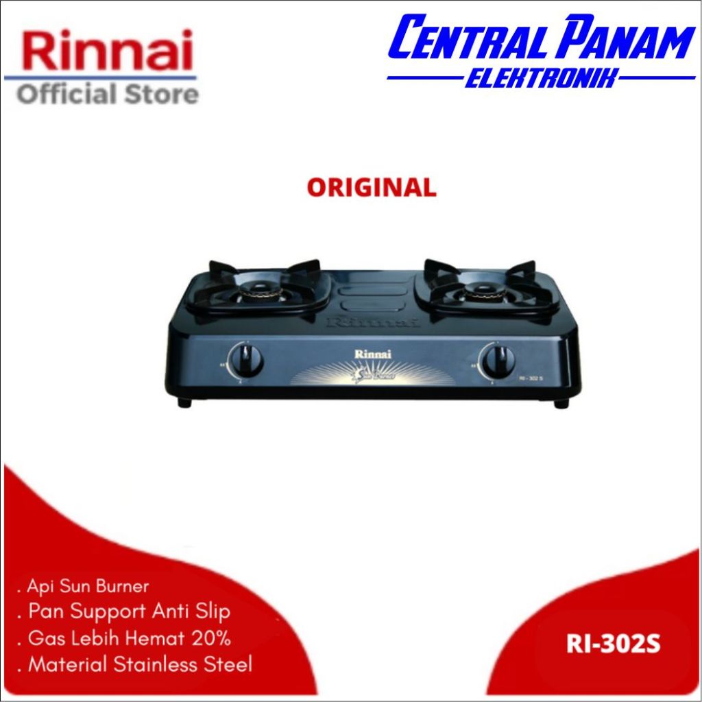 Jual RINNAI Kompor Gas 2 Tungku RI-302S Central Panam Elektronik ...