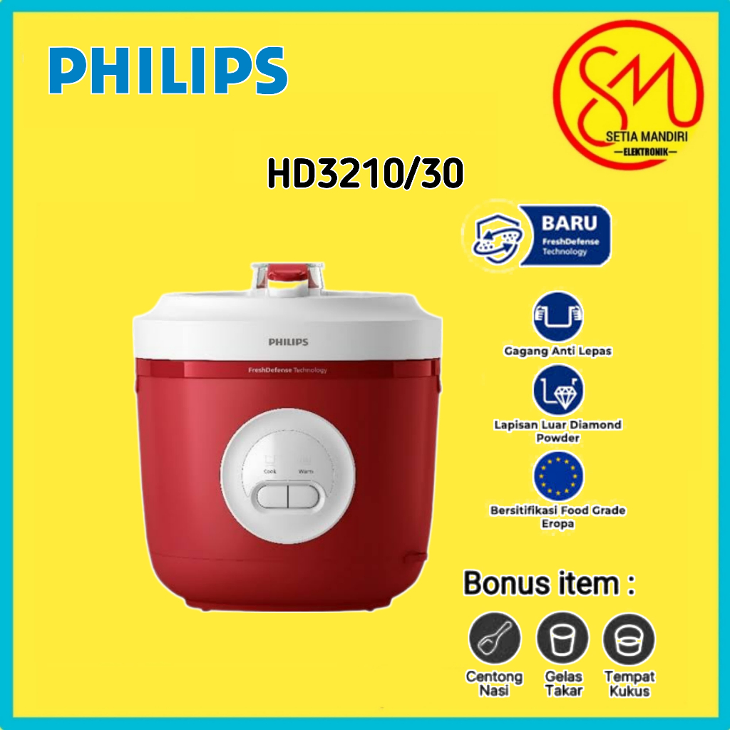 Jual PHILIPS HD3210 Rice Cooker 1.8 Liter Warmer Garansi Resmi Merah ...
