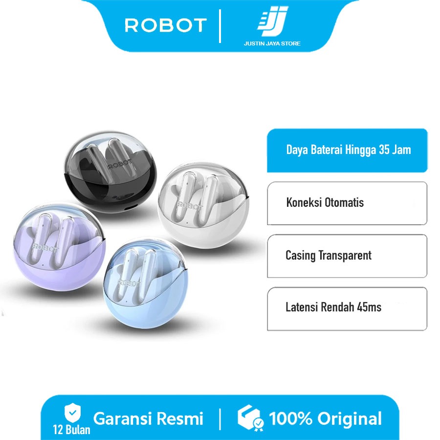 Jual ROBOT TWS Wireless Earphone Flybuds T30 With Transparent Case ...