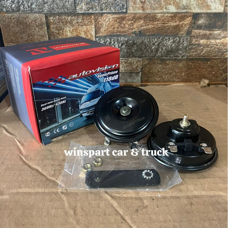 Jual Klakson Mobil Truk 24V 118DB Autovision Sonic Prime Disc Horn Dual Tone Basin Horn Original ...