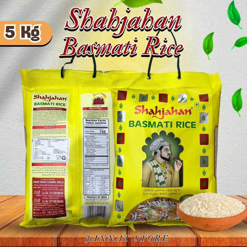 Jual SHAHJAHAN BASMATI RICE PREMIUM QUALITY ASLI KEMASAN 5KG | Shopee ...