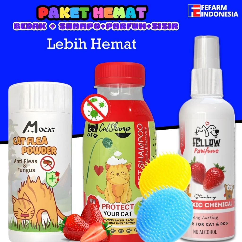 Jual Shampoo Parfum Bedak & Sisir dalam Satu Paket Bikin Kucing Makin ...