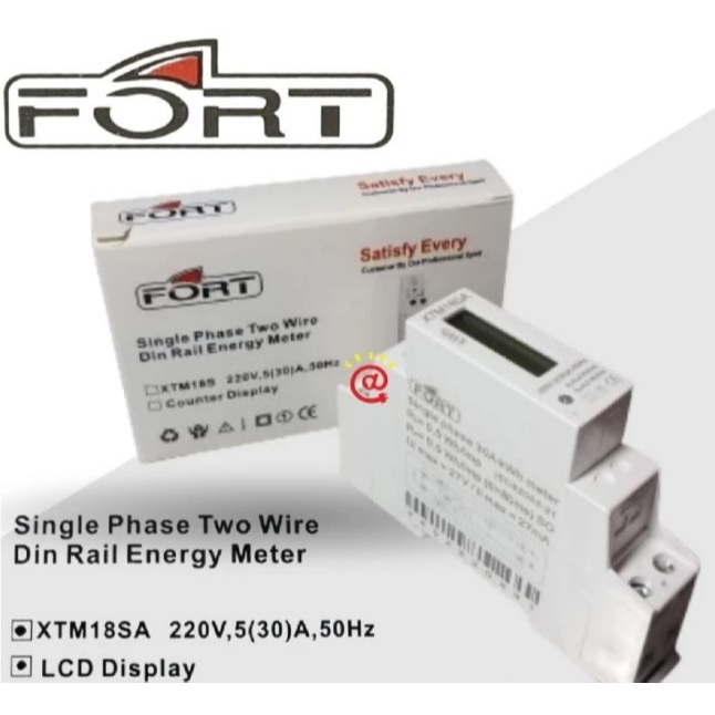 Jual KWH Meter Digital 1 Phase XTM18SA FORT / Single Phase Two Wire DIN ...