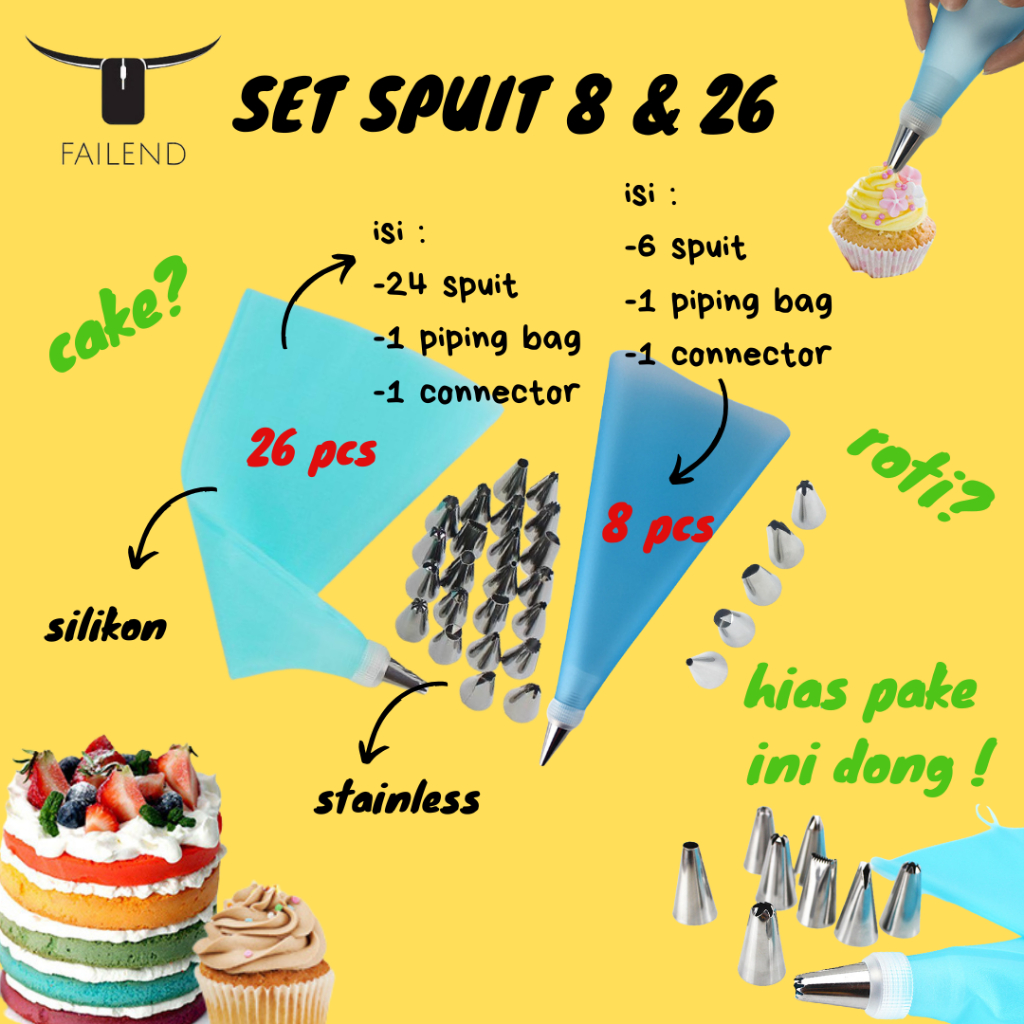 Jual Spuit set icing piping bag set paket dekorasi kue tart penghias ...