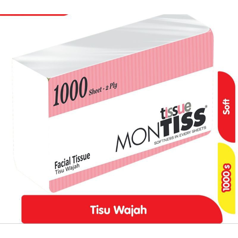 Jual Tisu Montiss Facial Tissue 1000 Sheets| tisu Wajah (Facial Tissue ...