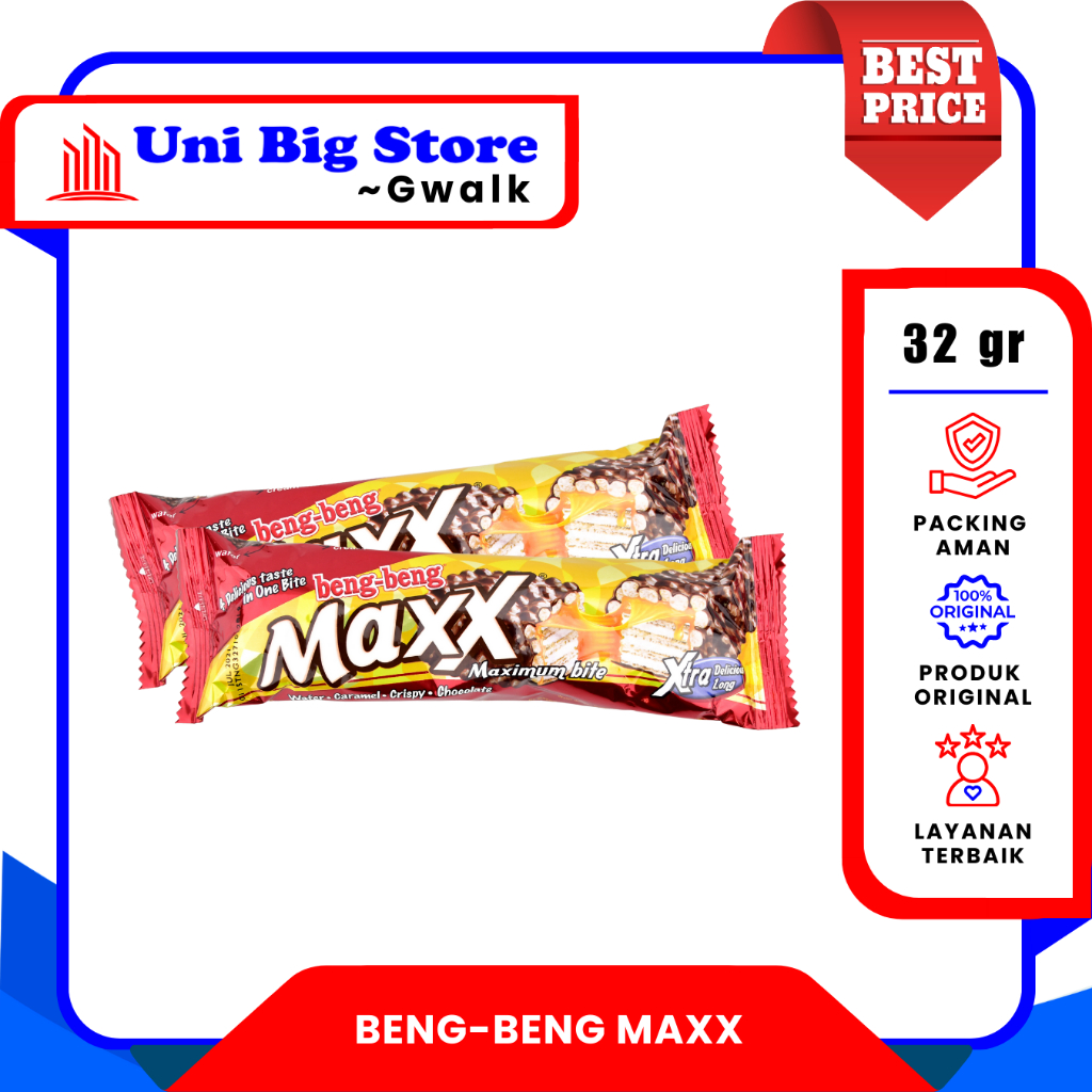 Jual BENG-BENG MAXX XTRA LONG CARAMEL WAFER COKLAT - 32 gr | Shopee ...