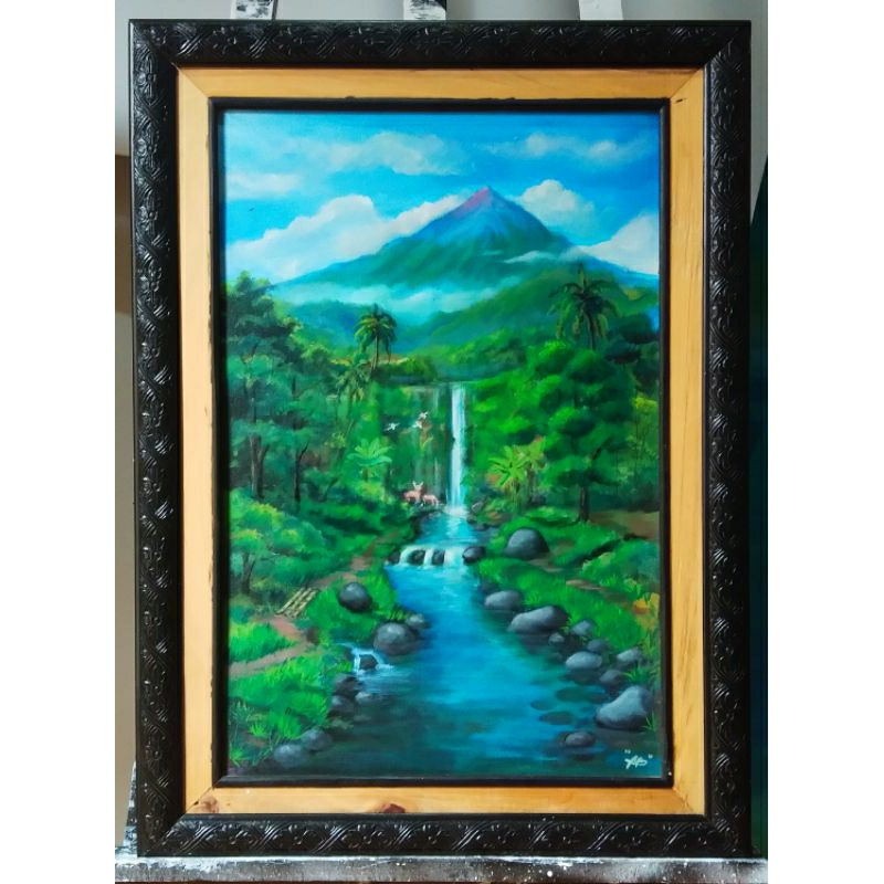 Jual Lukisan Pemandangan Air Terjun, Lukisan Interior Rumah dan Kantor ...