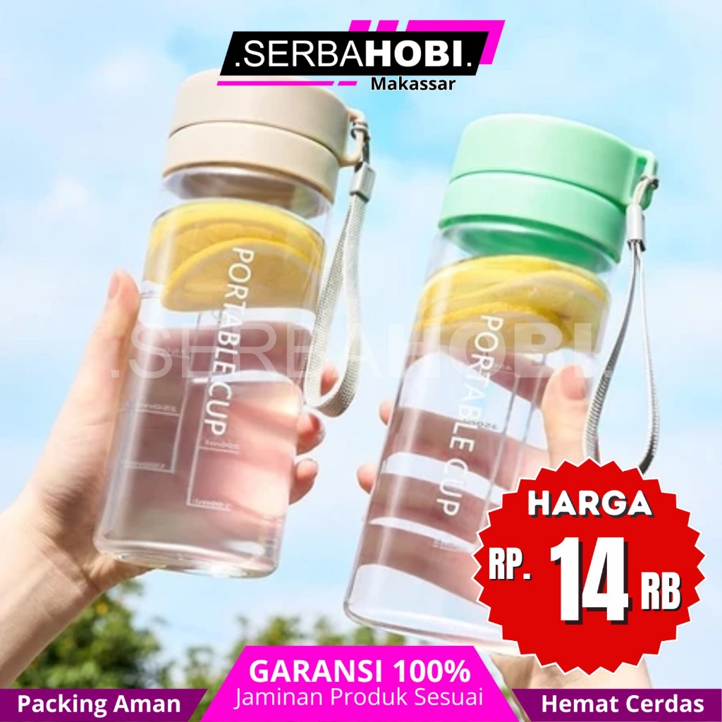 Jual Botol Minum Transparant / Botol portable 600 ML dengan gantungan ...
