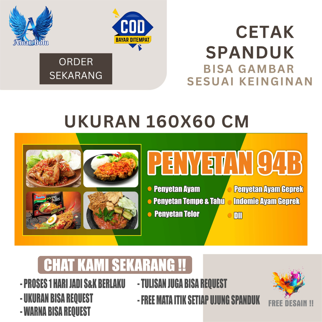 Jual Cetak Spanduk Cetak Banner Warung Makan Penyetan Costom Desain ...