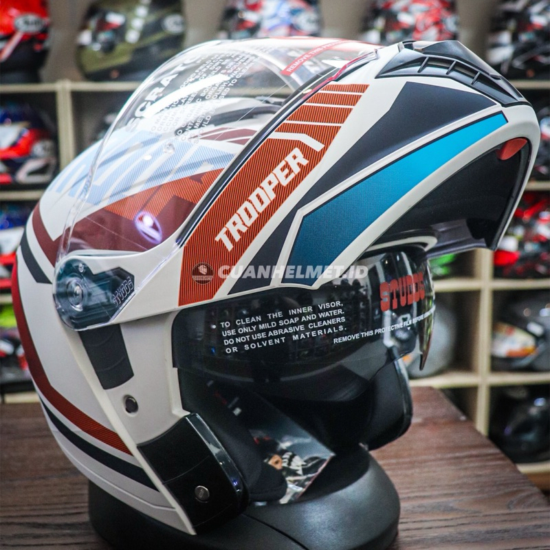 Jual Helm Modular Studds Trooper D1 Matt White N2 Res Modular Original ...