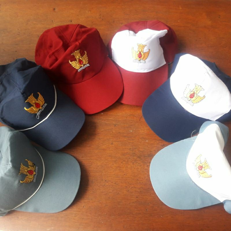 Jual Topi sekolah merah SD, topi sekolah biru SMP, topi sekolah abu abu ...