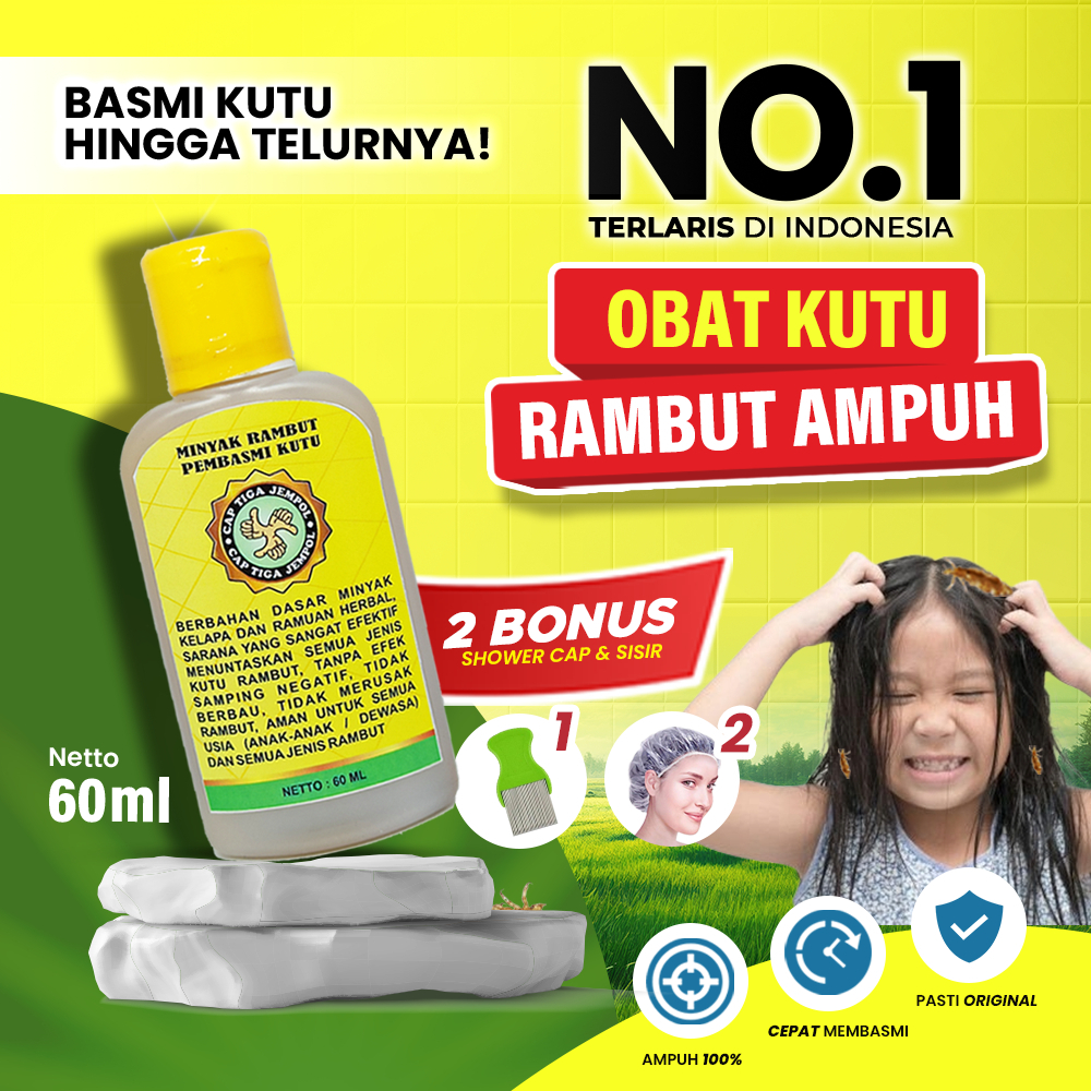 Jual Obat Kutu Rambut Ampuh 60 ML Cap Tiga Jempol | Minyak Rambut ...