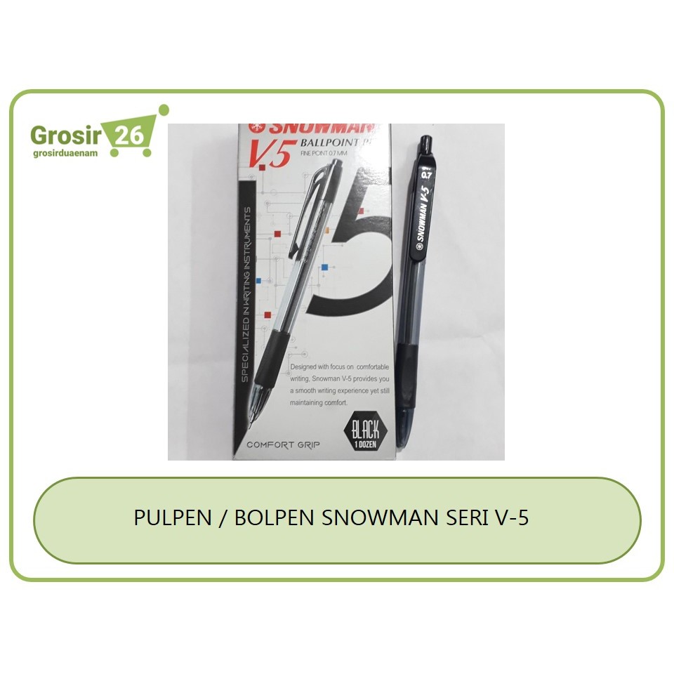 Jual (1 box) pulpen / bolpen / pena / pen snowman v-5 model cetek ...