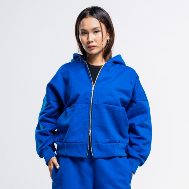 Jual JORN - Boxy Double Zip Blue Electrik / Zipper Hoodie Boxy / Zipper ...